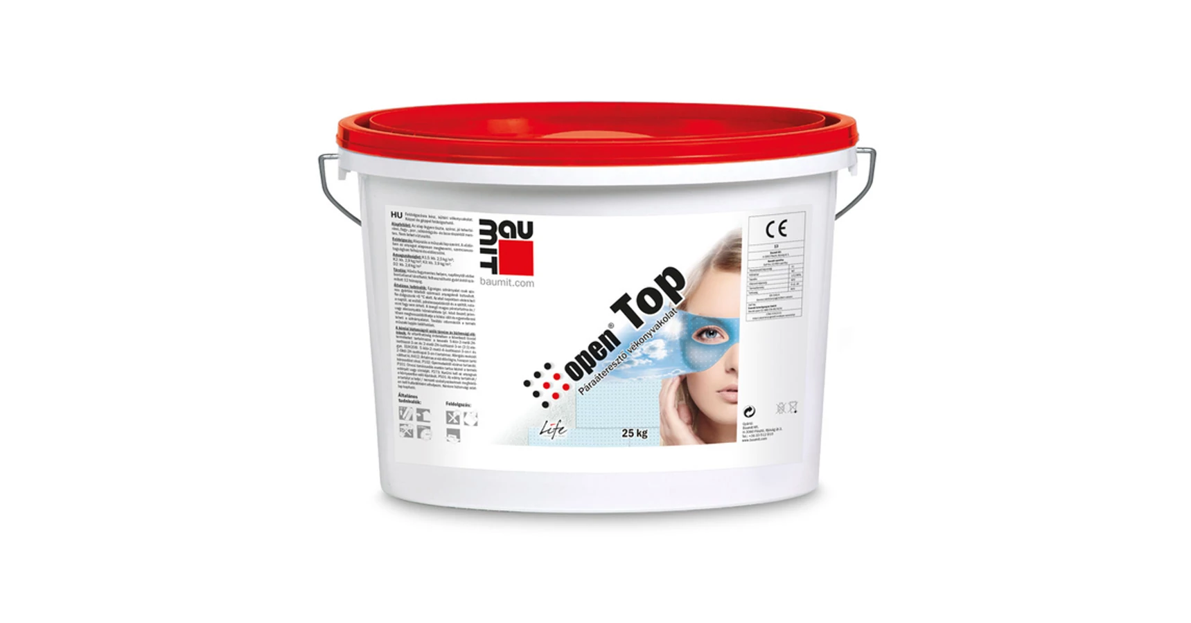 Baumit OpenTop FEHÉR légáteresztő Kapart 2mm vakolat vályogházakhoz, vizes falakhoz - 25kg/vödör ...